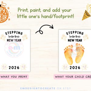 New Year Footprint Craft 2026, Printable Footprint Art Activity for ...