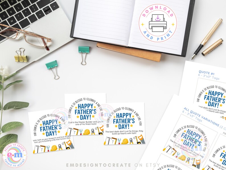 PRINTABLE Church Father's Day Gift Tags, Happy Fathers Day Tags for ...