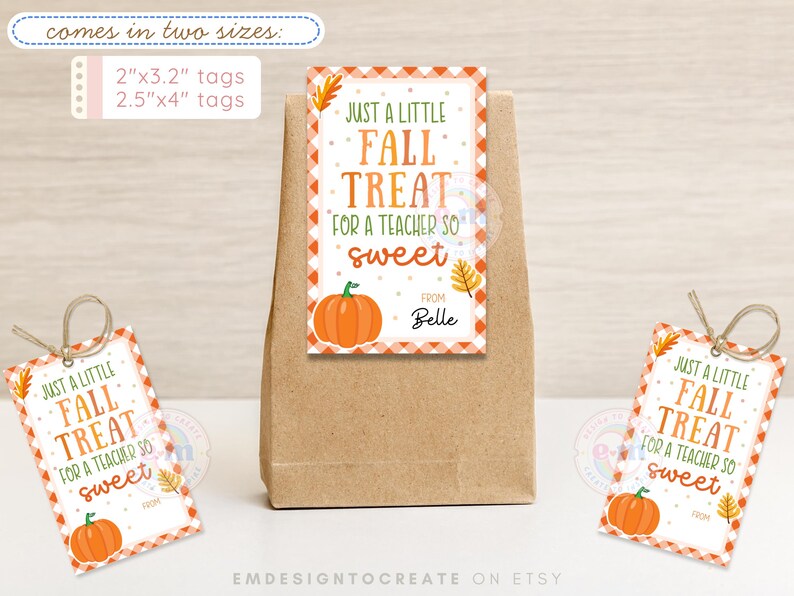 Fall Gift Tags Printable: Teacher Appreciation Fall Treat Bag Tags ...