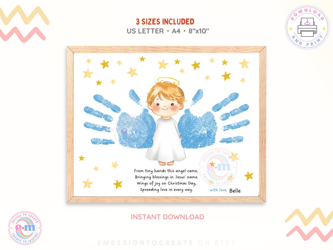 Angel Handprint Craft Poem Printable, Christmas Kids Handprint Art ...