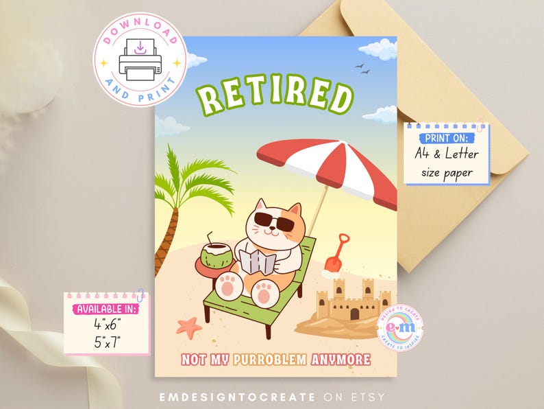 Printable Funny Retirement Card, Cute Happy Retirement Card for ...