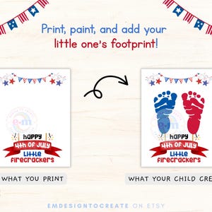 4th of July Footprint Craft, PRINTABLE Little Firecracker Footprint ...