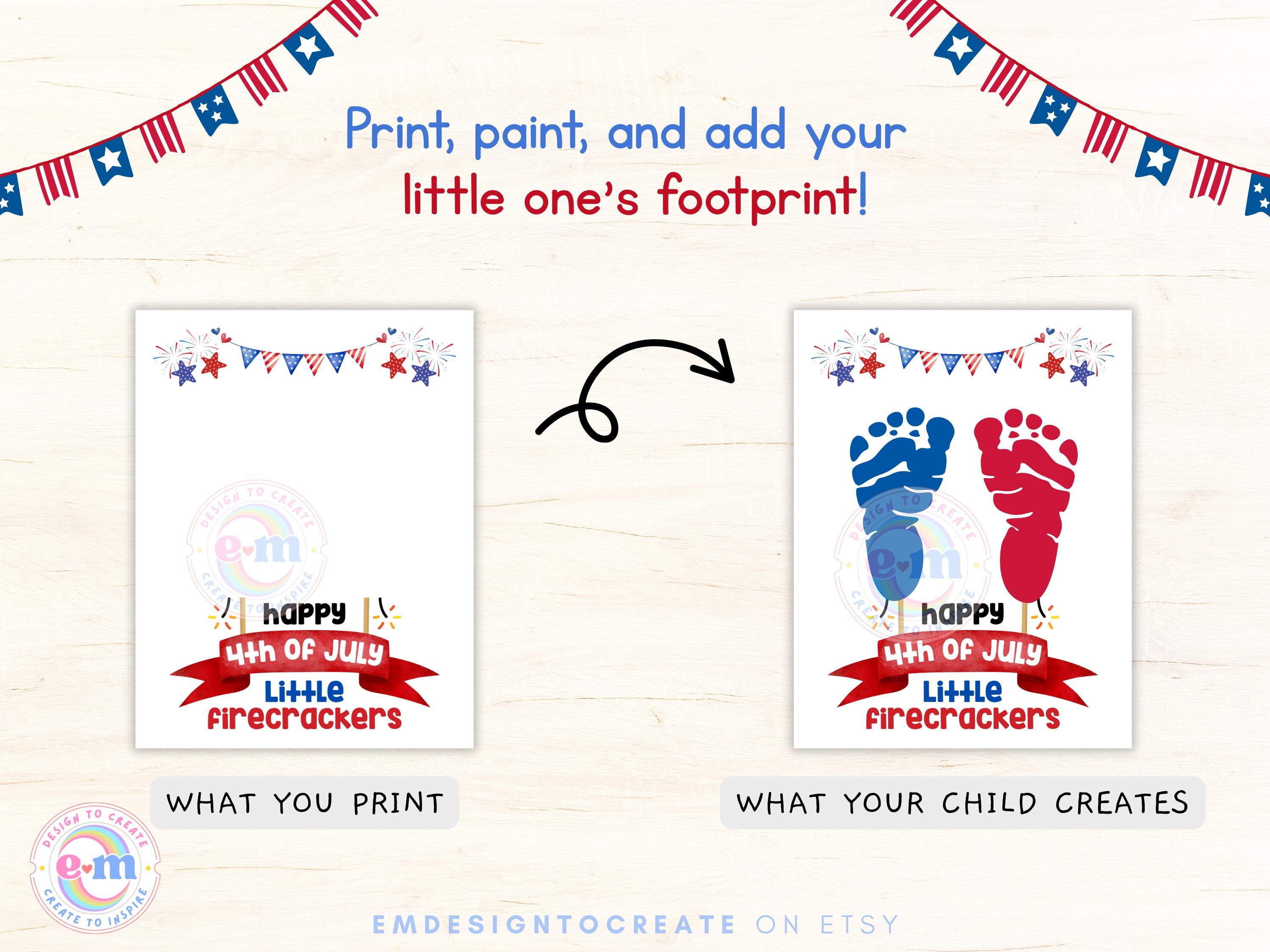 4th of July Footprint Craft, PRINTABLE Little Firecracker Footprint ...