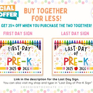 First Day of Pre-k Sign, PRINTABLE First Day of School Sign, 2025 Back ...