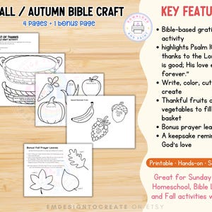 Fall Bible Craft for Kids, Harvest of Thanks Printable Bible Lesson ...