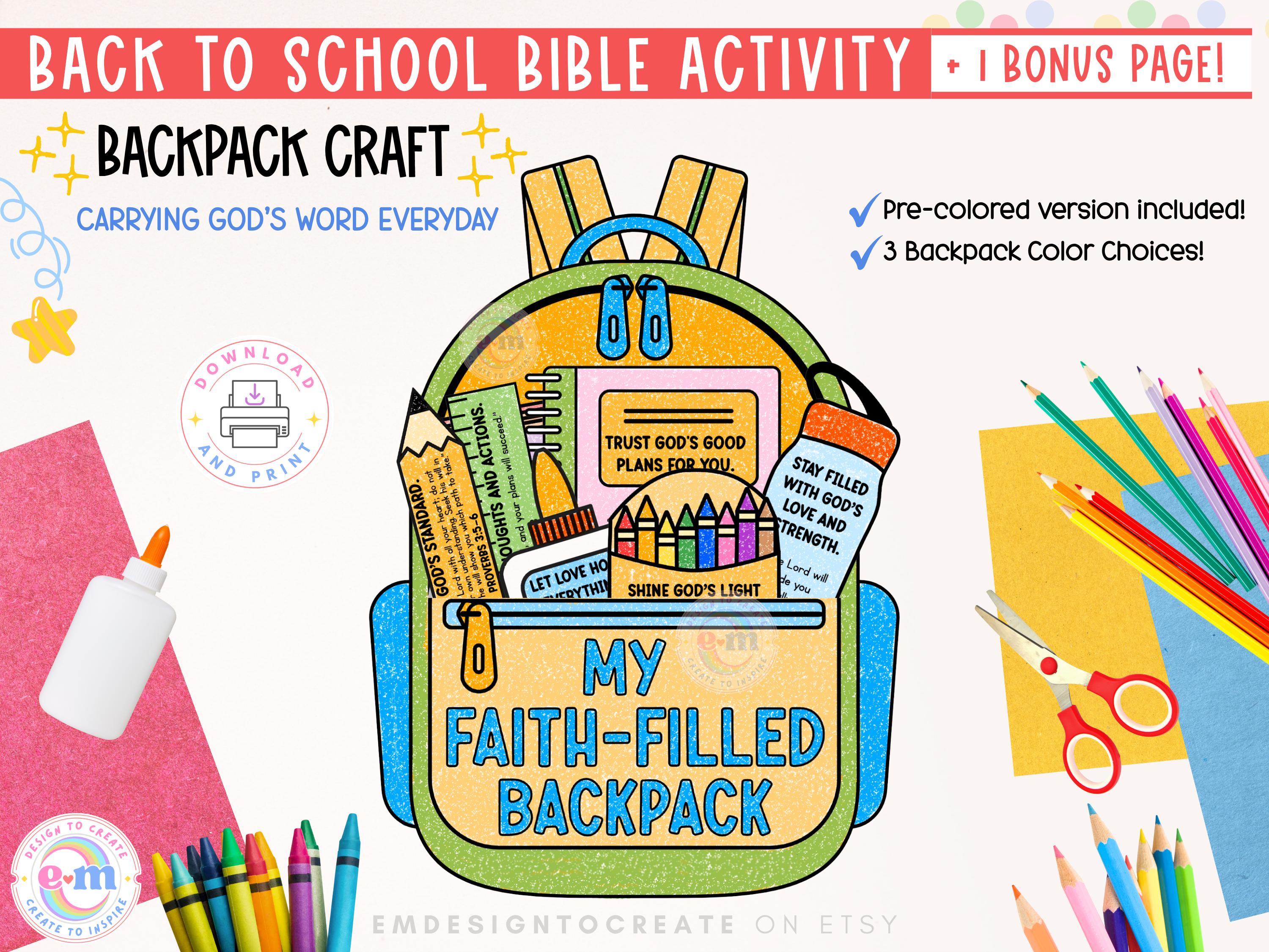 Back to School Bible Craft, Backpack Bible Lesson Craft for Kids ...