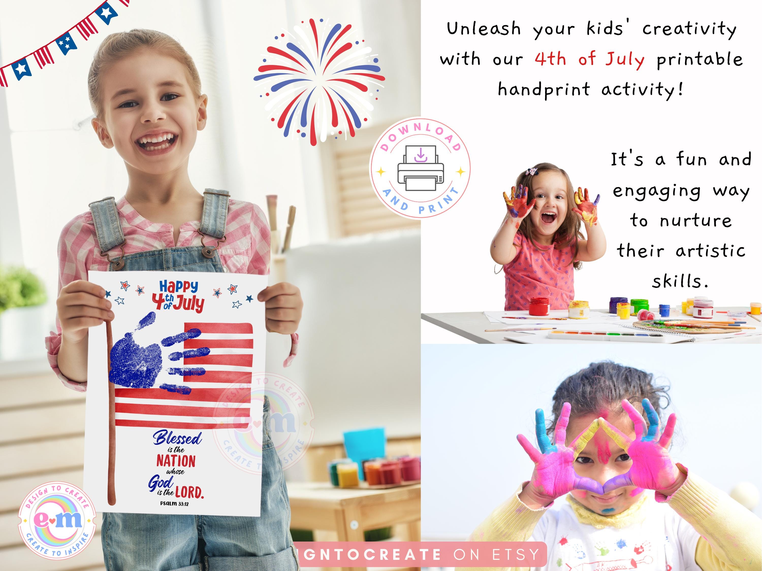 4th of July Handprint Bible Verse Craft, Printable Christian Sunday ...