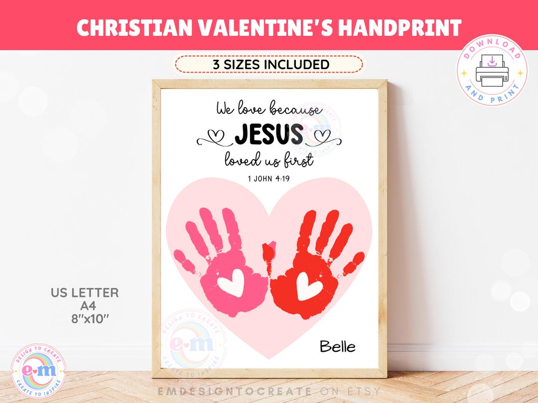 Christian Valentine's Day Handprint Craft Art for Kids, Printable ...