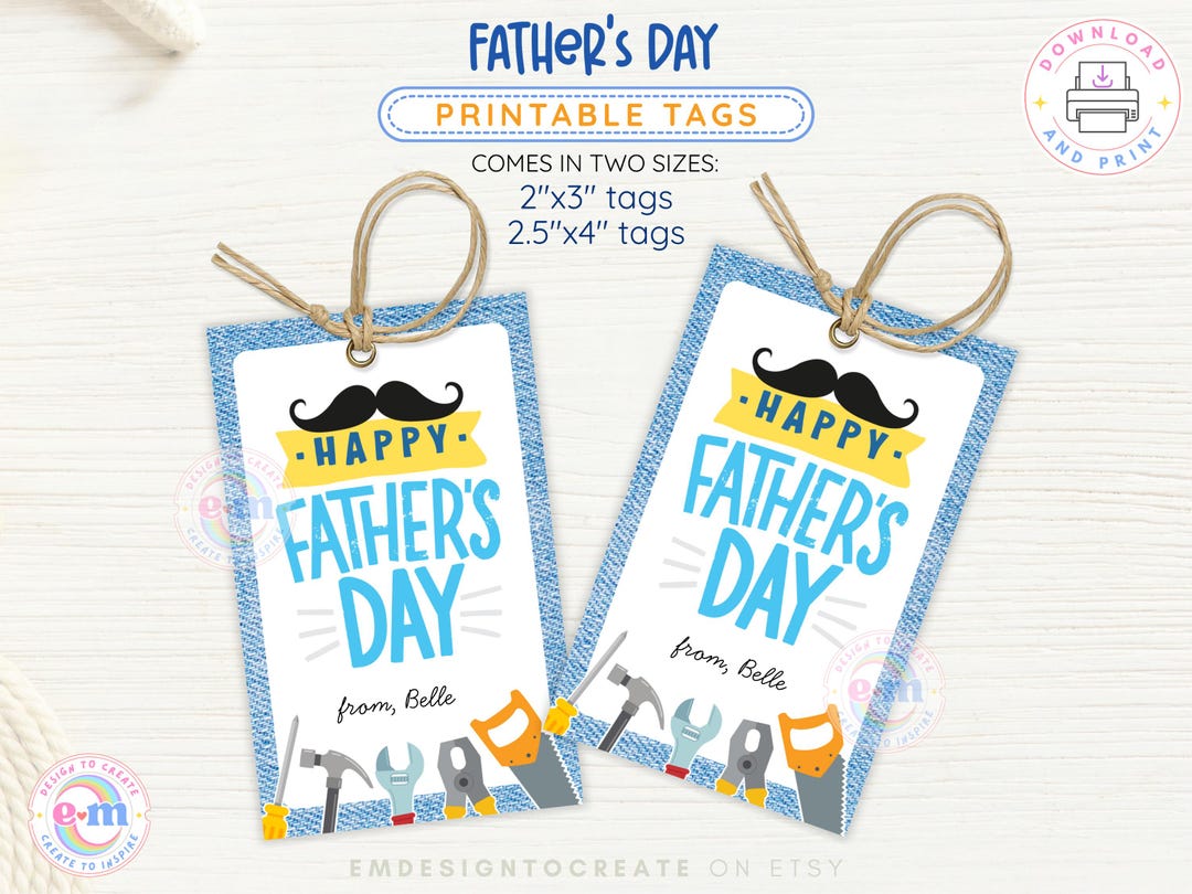 PRINTABLE Father's Day Tags, Happy Father's Day Gift Tag, Tools Toolbox ...