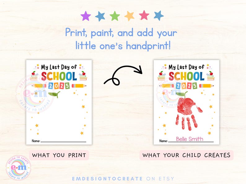 Last Day of School Handprint Craft PRINTABLE, End of School Year Art ...