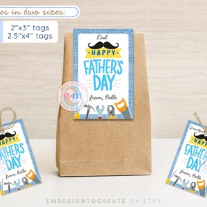 PRINTABLE Father's Day Tags, Happy Father's Day Gift Tag, Tools Toolbox ...