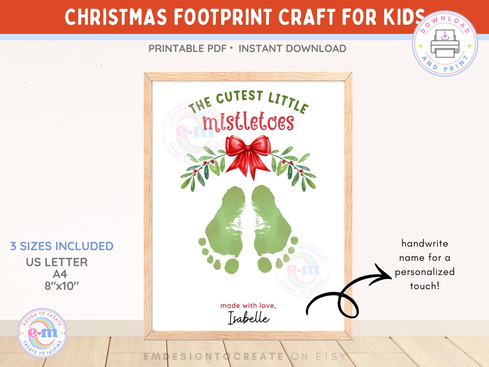 Mistletoes Christmas Footprint Craft Template, the Cutest Little ...