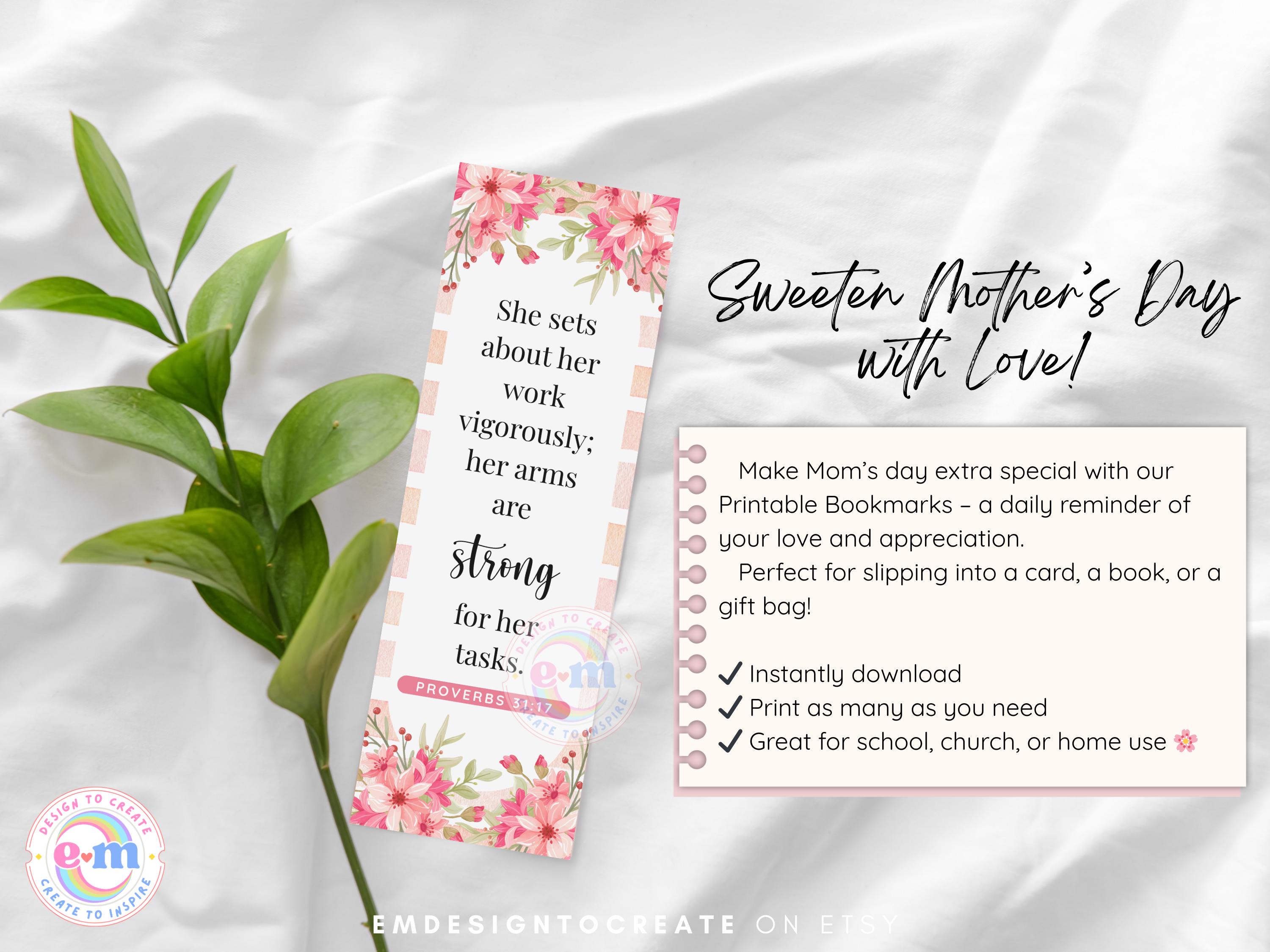 PRINTABLE Mother's Day Bookmarks, Bible Verse Bookmarks for Women ...