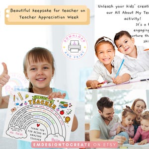 Teacher Appreciation Week Printable for Kids, All About My Teacher ...