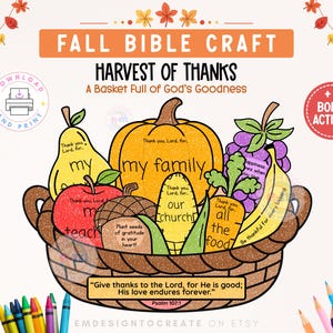Fall Bible Craft for Kids, Harvest of Thanks Printable Bible Lesson ...