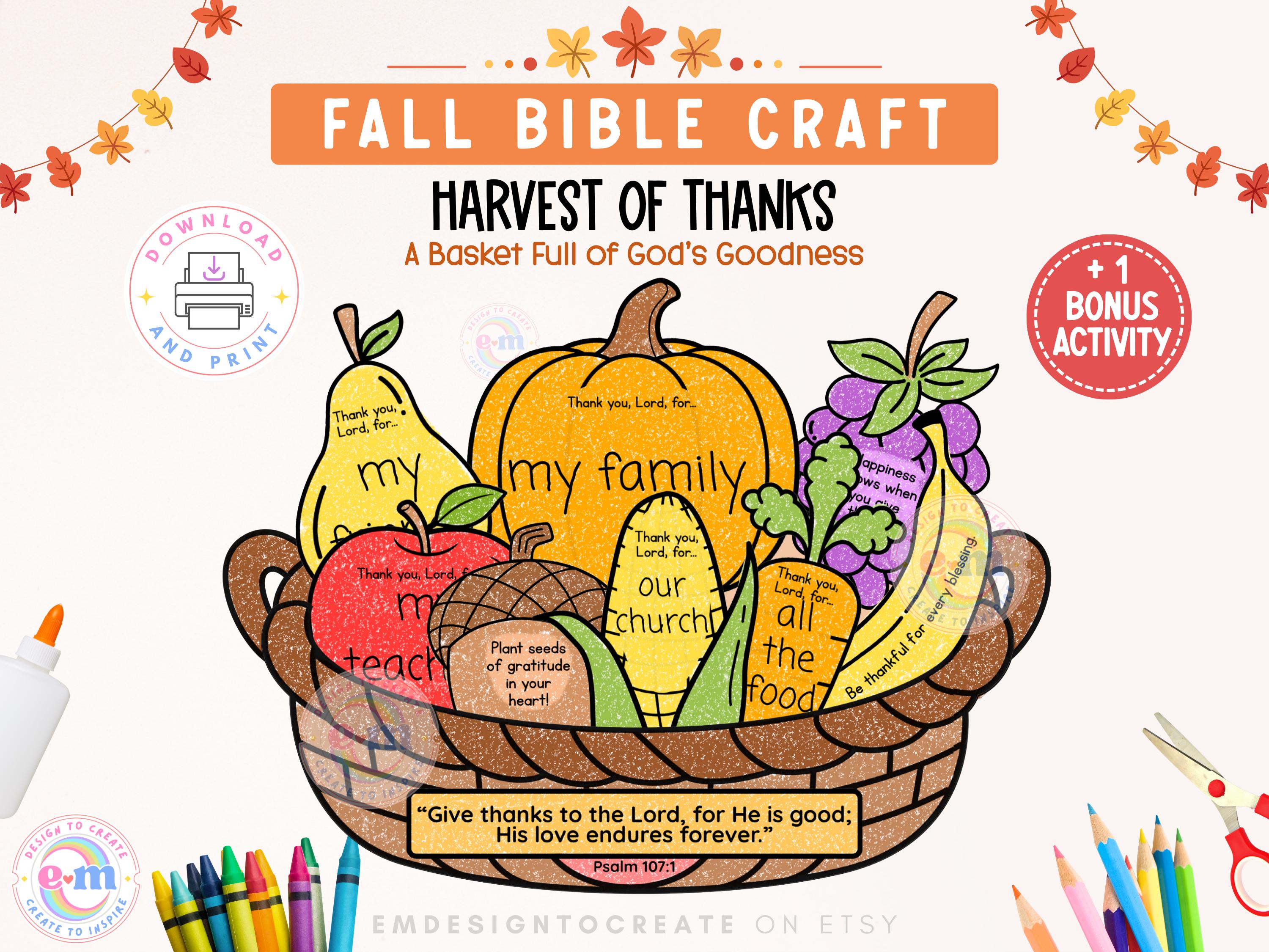 Fall Bible Craft for Kids, Harvest of Thanks Printable Bible Lesson ...