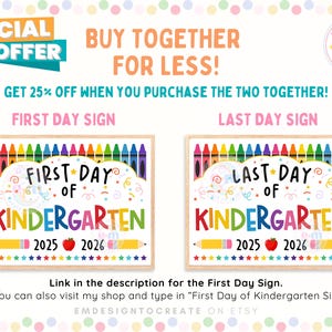 Last Day of Kindergarten Sign, PRINTABLE Last Day of School Sign, 2025 ...