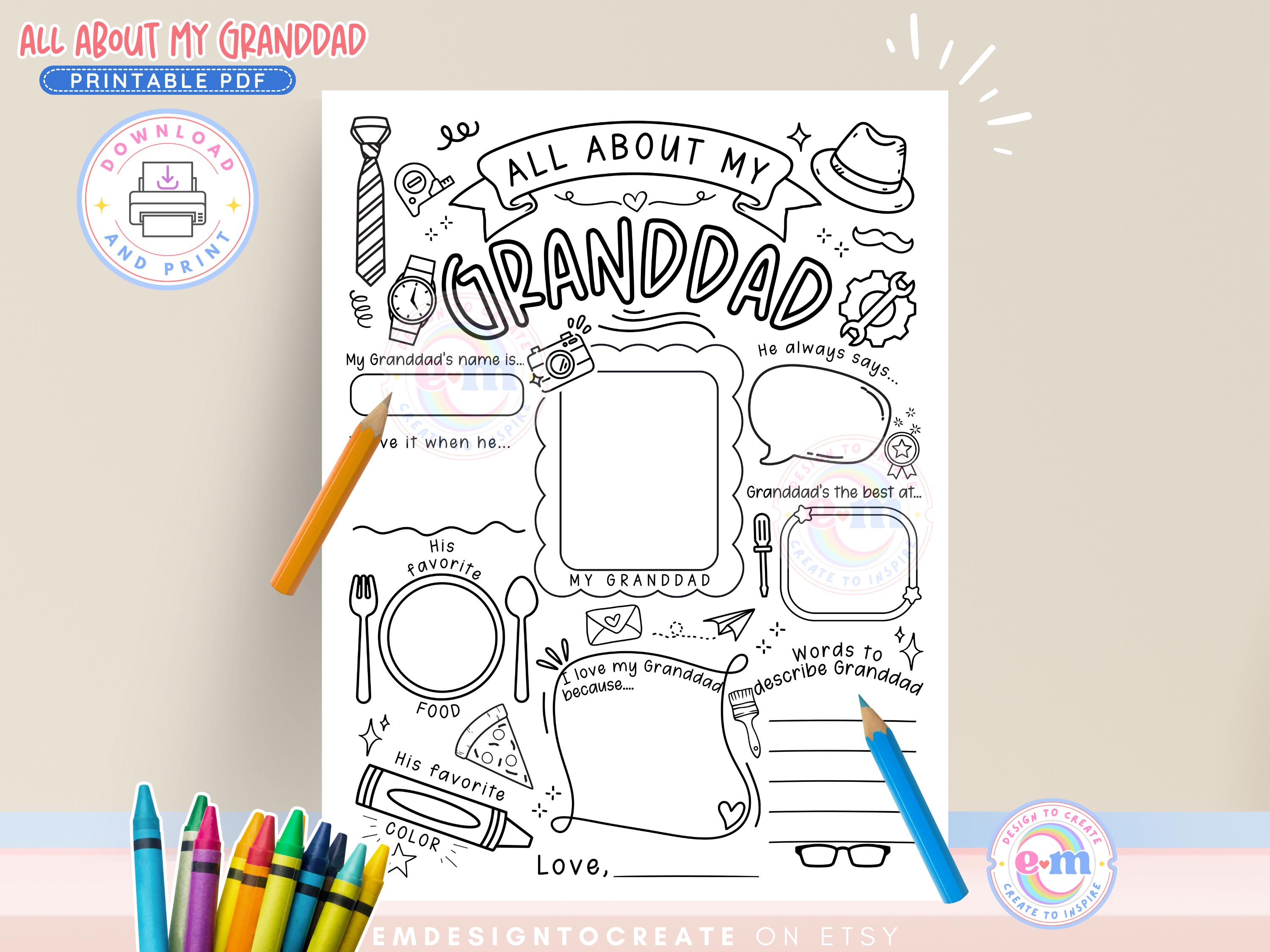 All About My Grandad PRINTABLE, Grandparents Day Activity for Kids ...