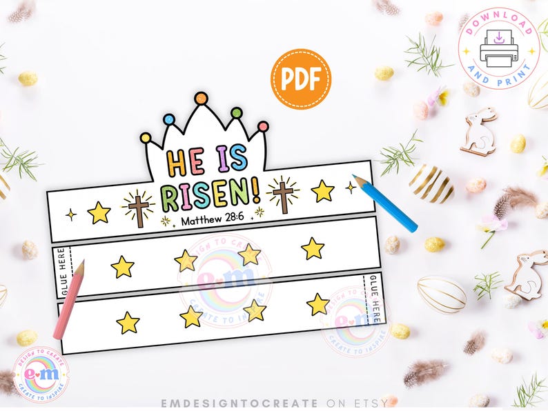 He is Risen Paper Crown Craft Printable | Christian Easter Crown for ...