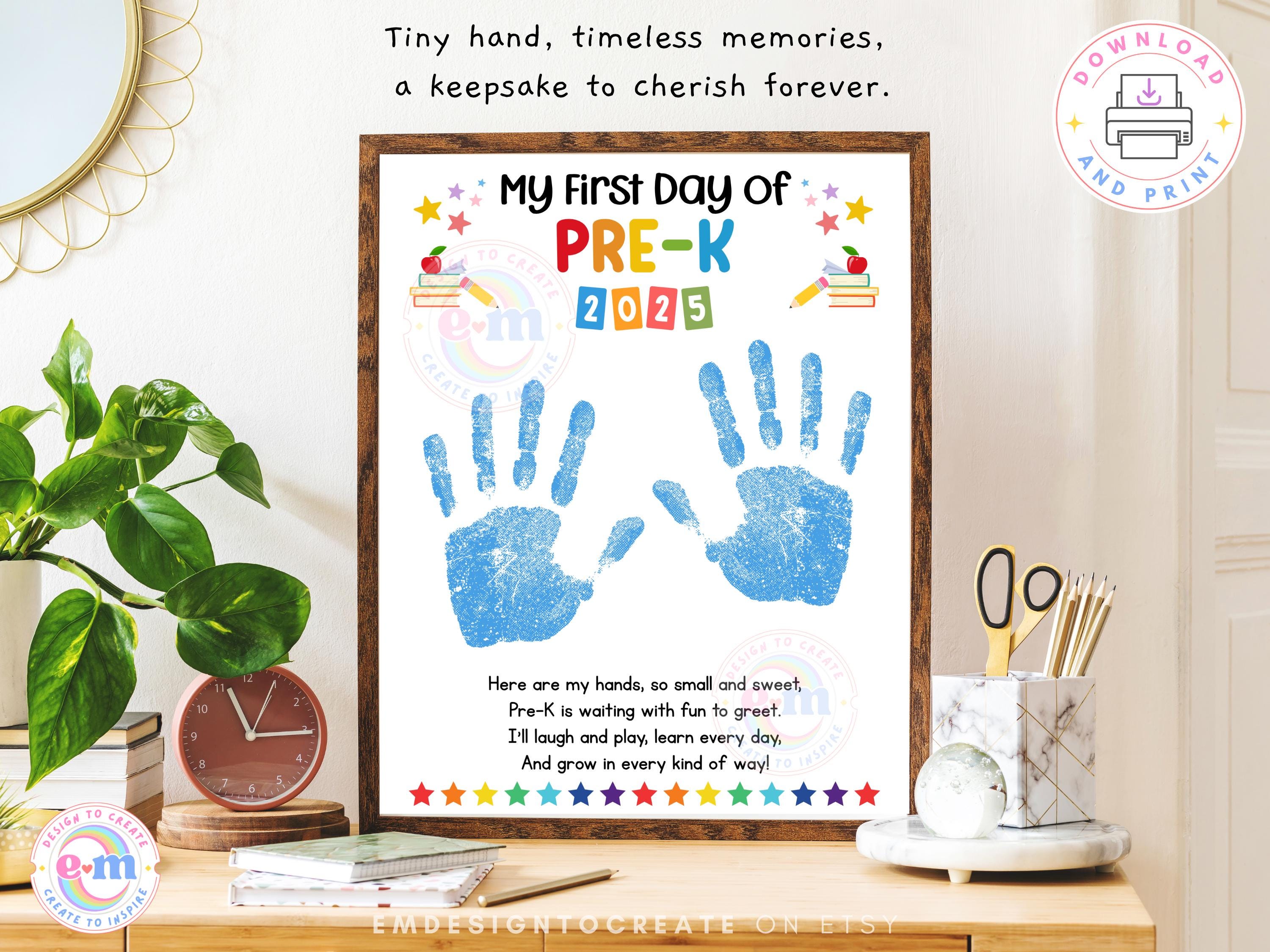 My First Day of Pre-k Handprint Art, PRINTABLE First Day of School 2025 ...