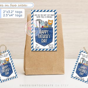 Father's Day Gift Tag, PRINTABLE Happy Father's Day Treat Tag, Toolbox ...