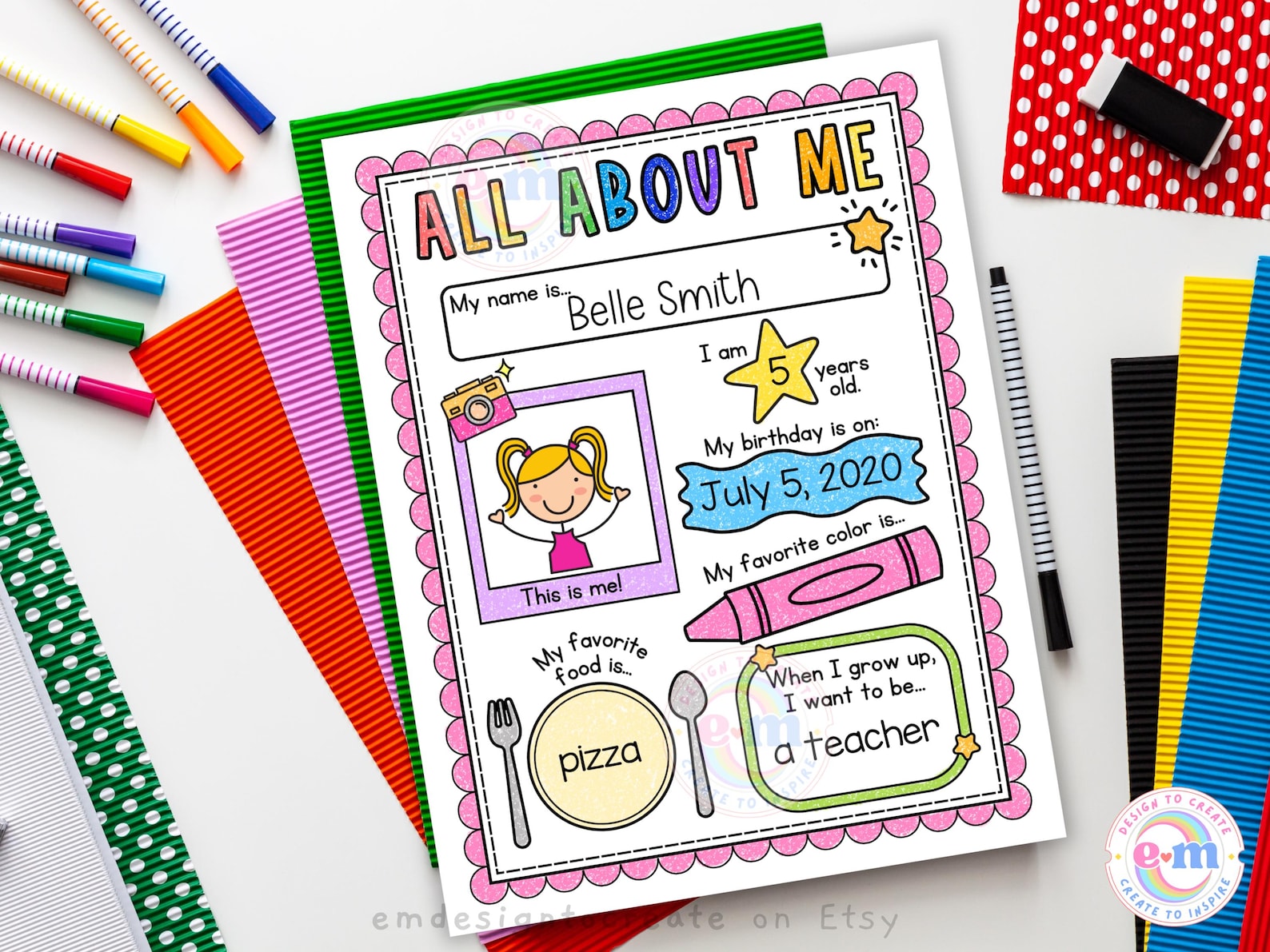 All About Me PRINTABLE, Back to School Worksheet for Kids, Get to Know ...