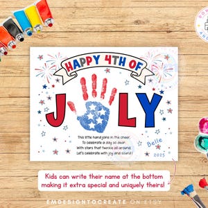 4th of July Printable Handprint Craft for Kids, Happy 4th of July Poem ...