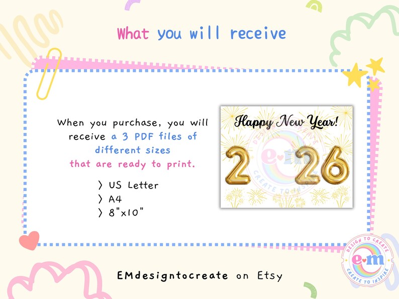 New Year 2026 Handprint Craft, Printable New Years Art Activity for ...