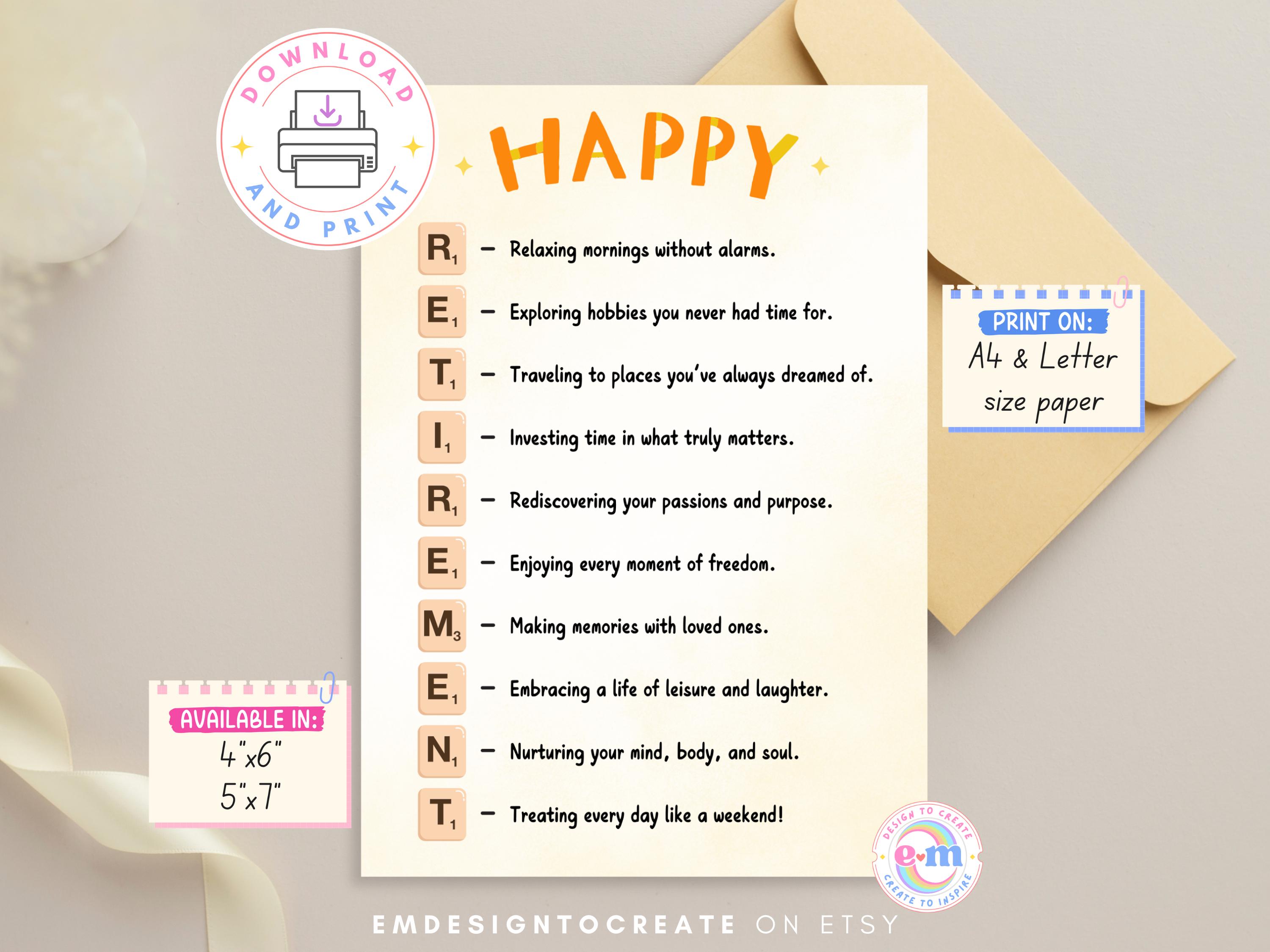 Printable Retirement Card, Happy Retirement Card, Good Luck on Your ...