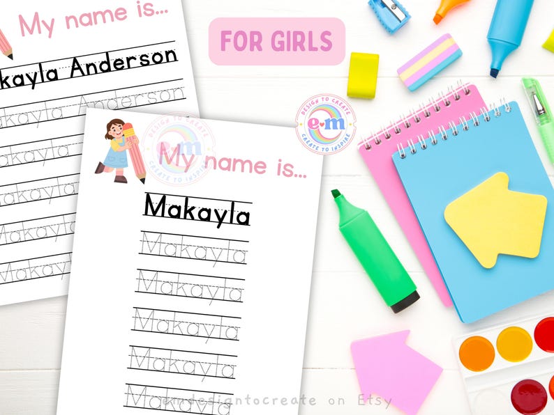 Name Tracing Worksheet, Custom Pre-k Handwriting Practice, Personalized ...