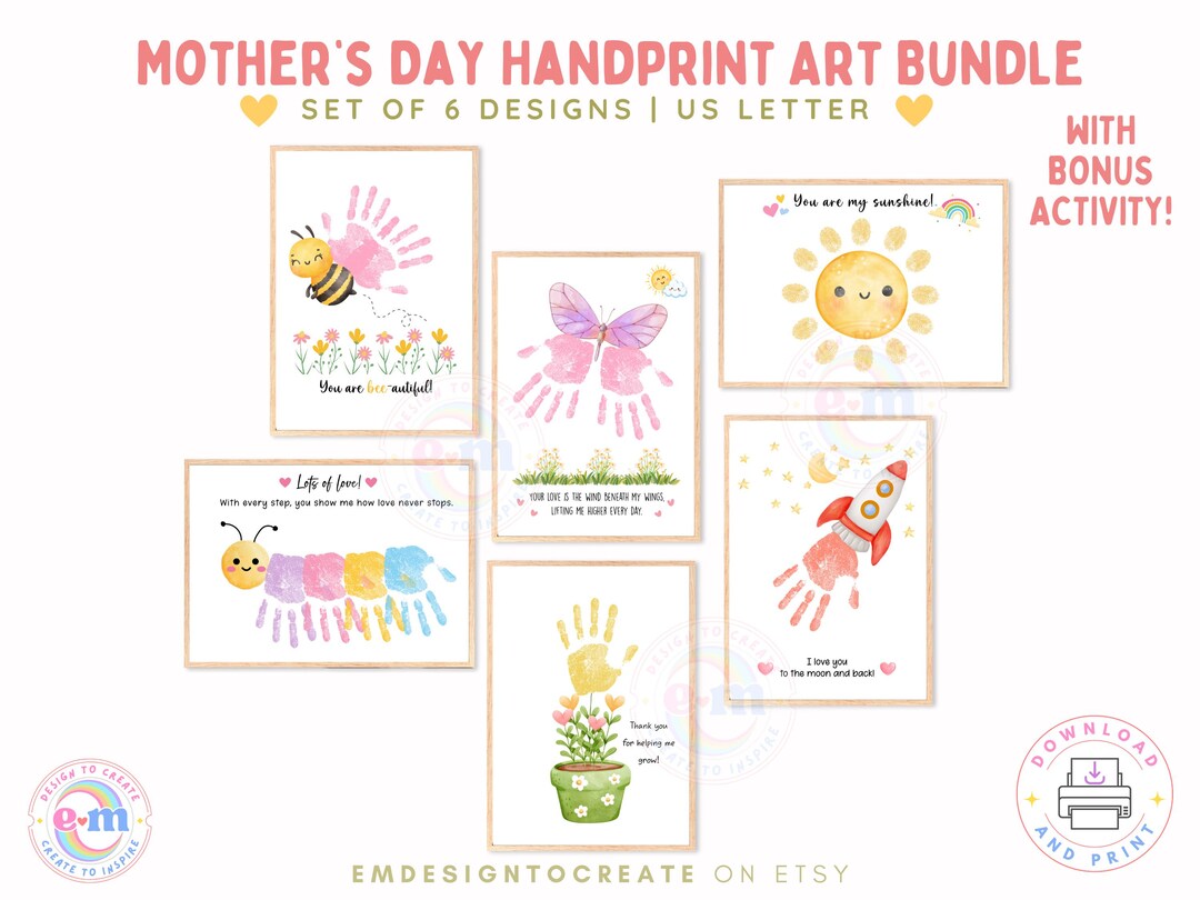 PRINTABLE Mother's Day Handprint Craft Bundle, Handprint Art for Kids ...