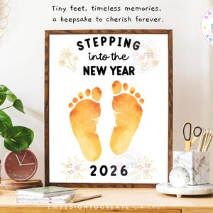 New Year Footprint Craft 2026, Printable Footprint Art Activity for ...