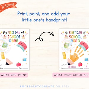 First Day of School Handprint Art, Back to School Handprint Craft ...