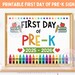 PRINTABLE First Day of Pre-k Sign, First Day of School Sign Preschool ...