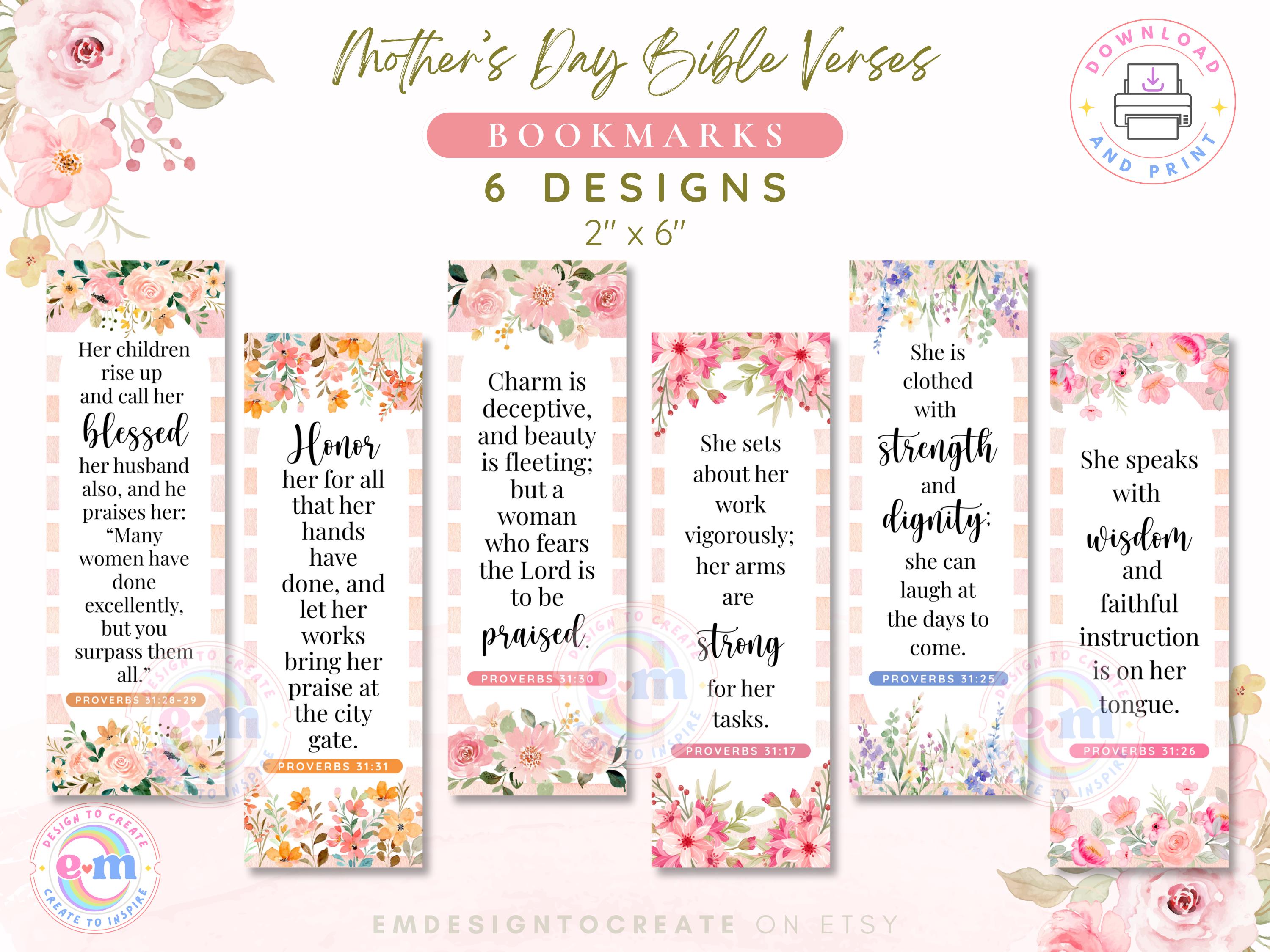 PRINTABLE Mother's Day Bookmarks, Bible Verse Bookmarks for Women ...
