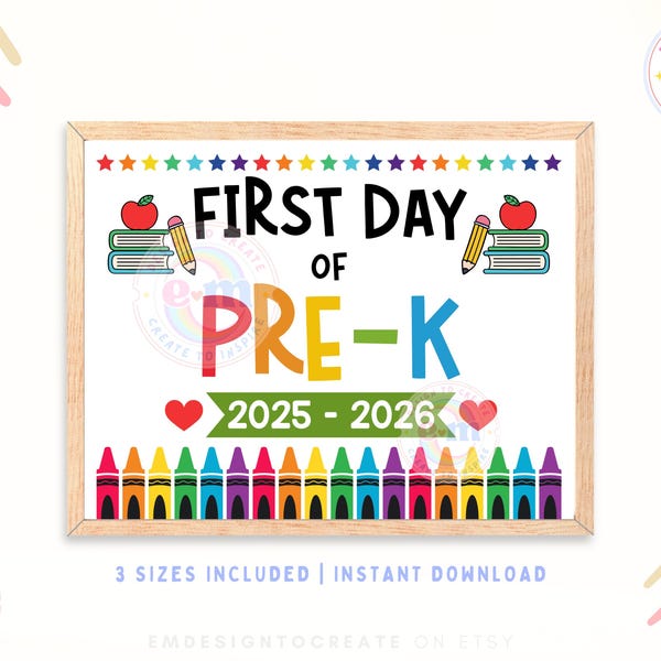 First Day of Pre K - Etsy
