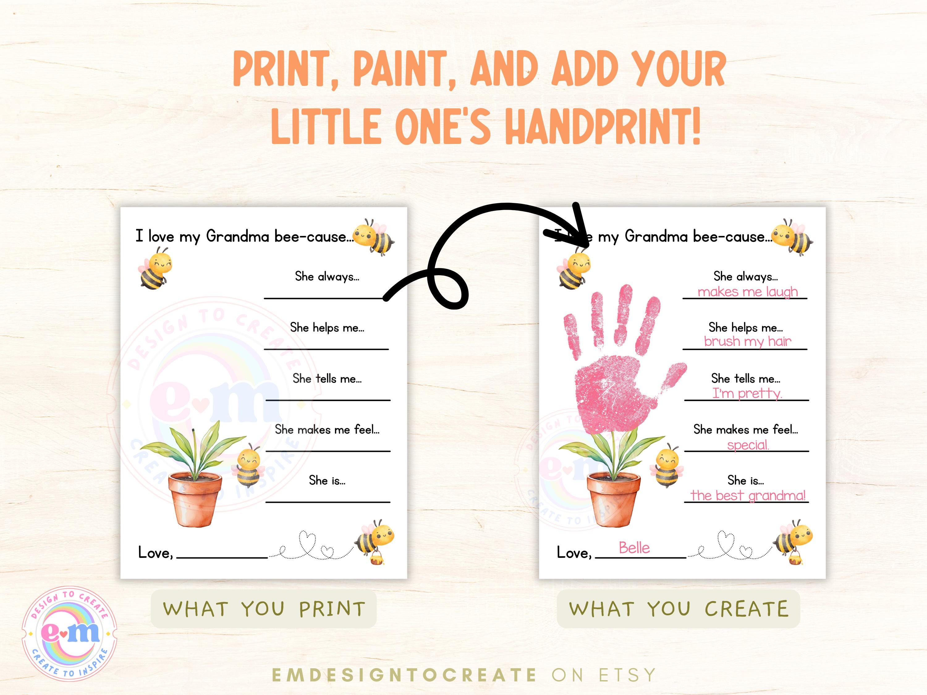 Grandparents Day Handprint Art PRINTABLE, Gift for Mimi, Mother's Day ...