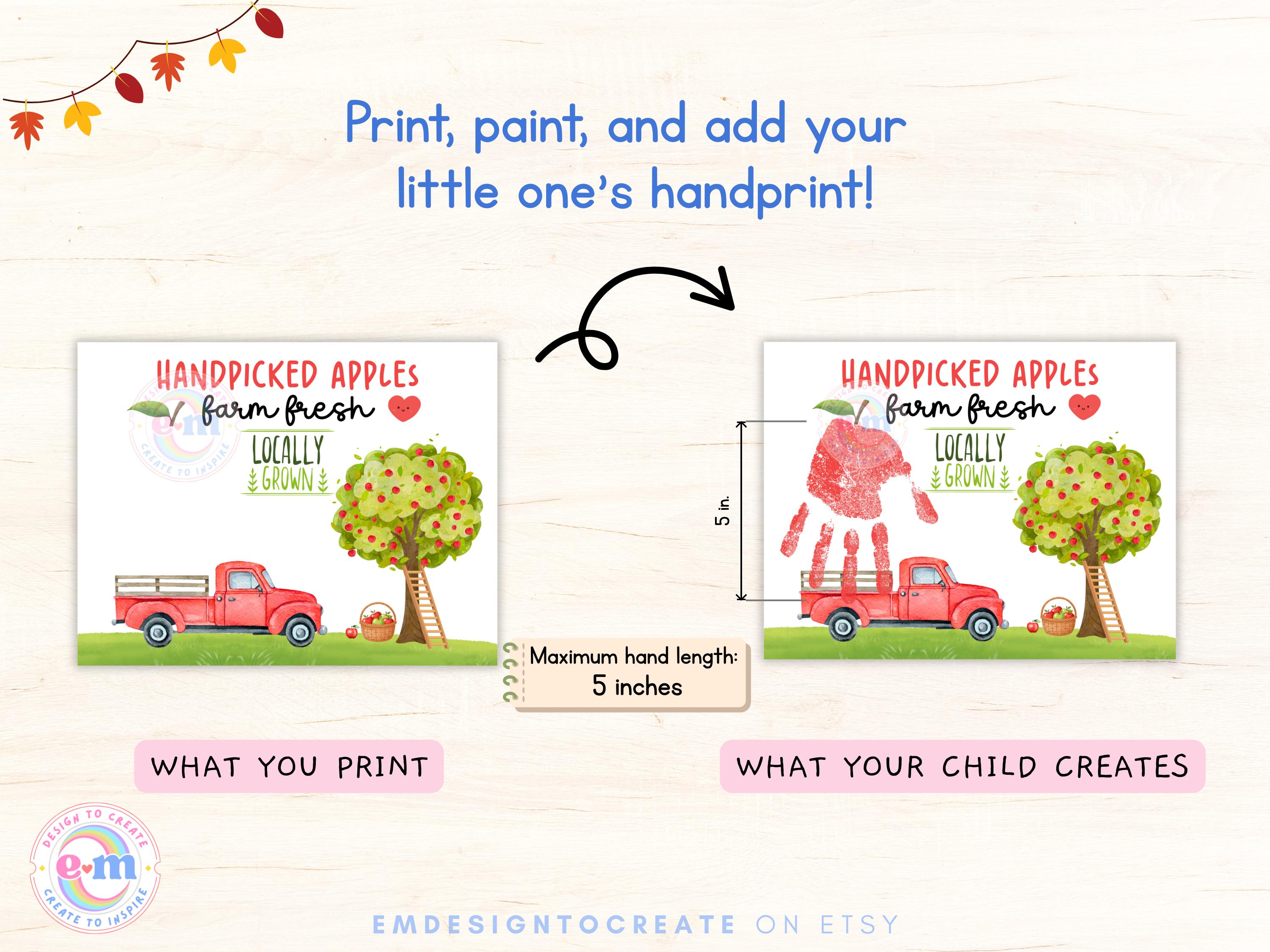 Apple Handprint Craft for Kids, Printable Fall Handprint Art for Baby ...