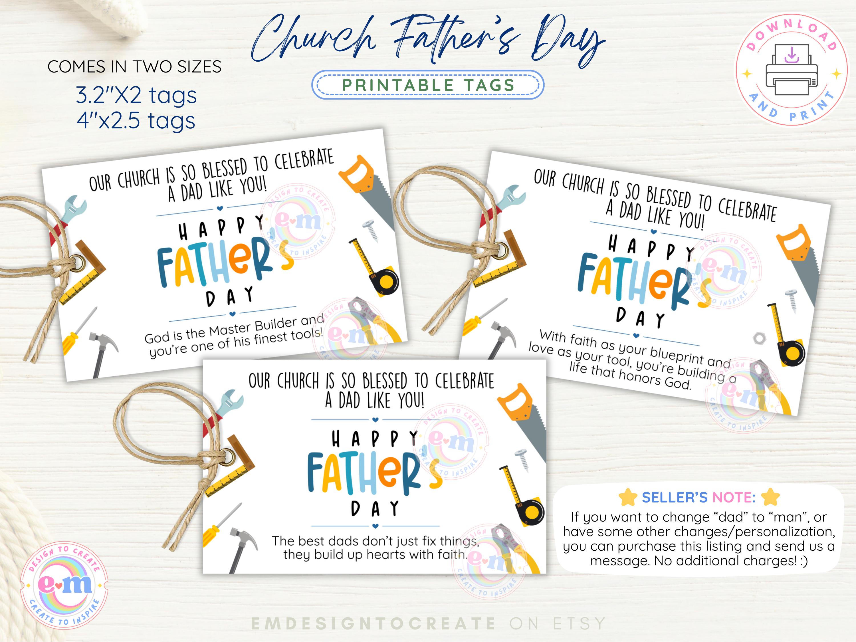 Church Father's Day Gift Tags, PRINTABLE Happy Fathers Day Tags for ...