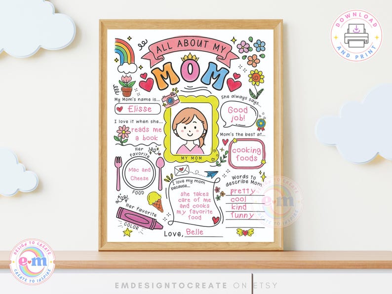 PRINTABLE All About My Mom, Mother's Day Activity for Kids, Mom Fill in ...
