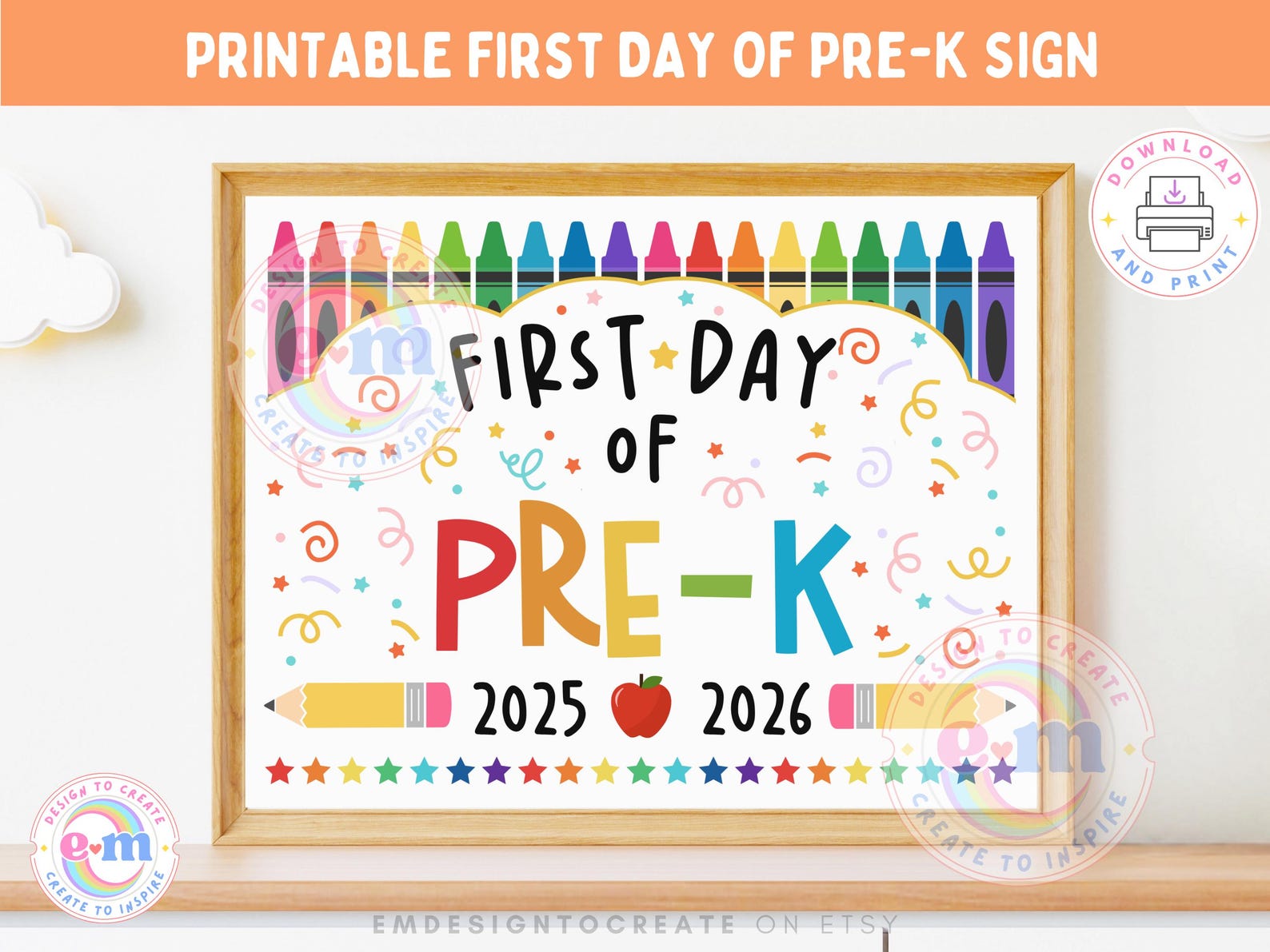First Day of Pre-k Sign, PRINTABLE First Day of School Sign, 2025 Back ...