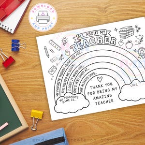 Teacher Appreciation Week Printable for Kids, All About My Teacher ...