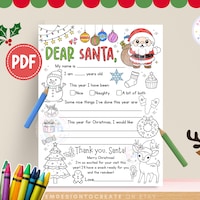 Color-your-own Letter to Santa – Printable Christmas Kids Activity - Etsy