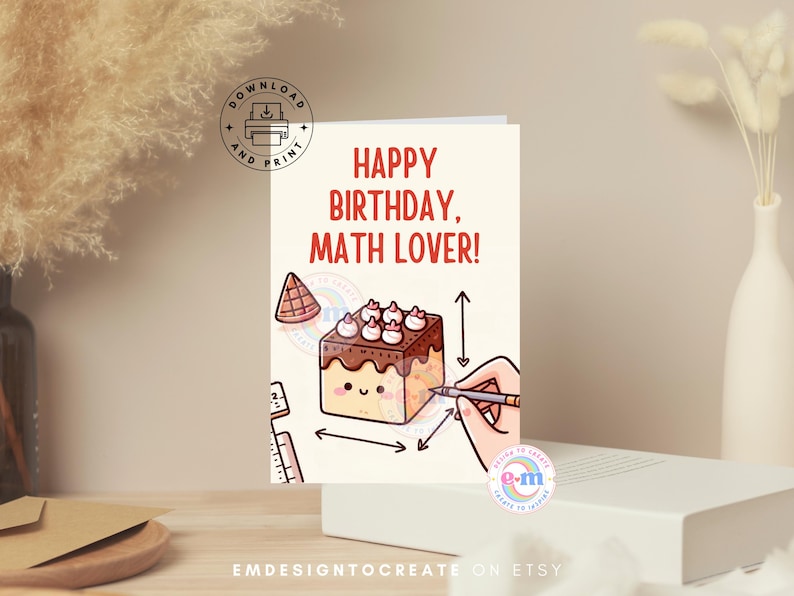 Cute Birthday Card for Math Lover, Happy Birthday Greeting Card for ...