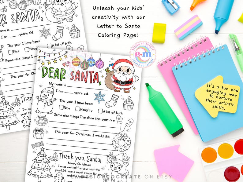 Letter to Santa Coloring Page, Printable Dear Santa Letter for Kids ...