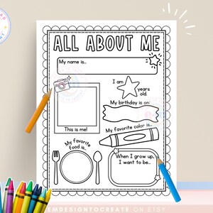 All About Me PRINTABLE, Back to School Worksheet for Kids, Get to Know ...