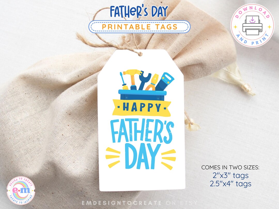 PRINTABLE Father's Day Tags, Happy Father's Day Gift Tag, Toolbox Tools ...