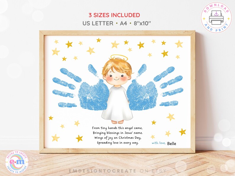 Angel Handprint Craft Poem Printable, Christmas Kids Handprint Art ...