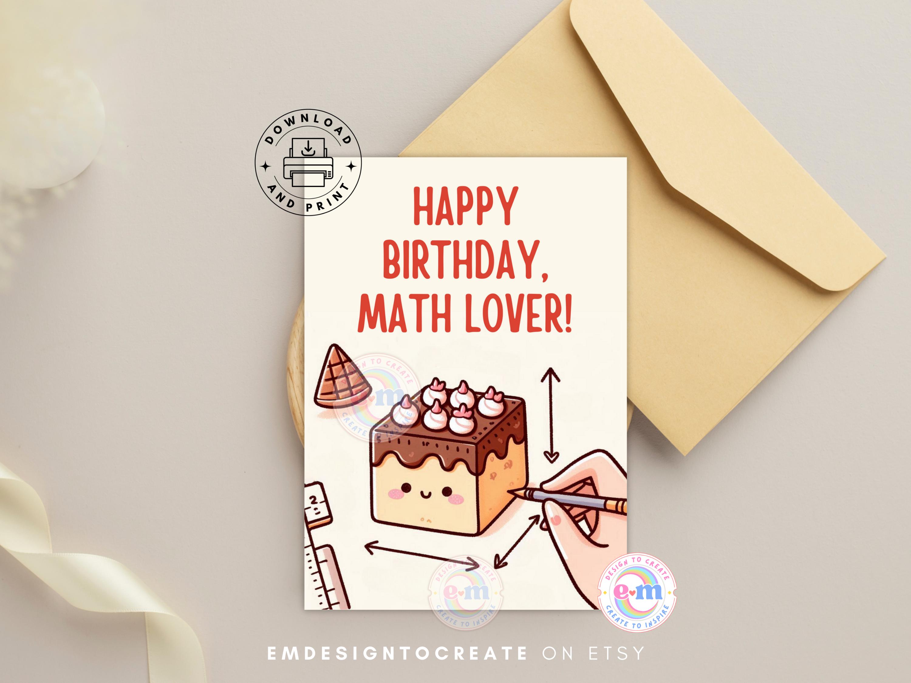 Cute Birthday Card for Math Lover, Happy Birthday Greeting Card for ...