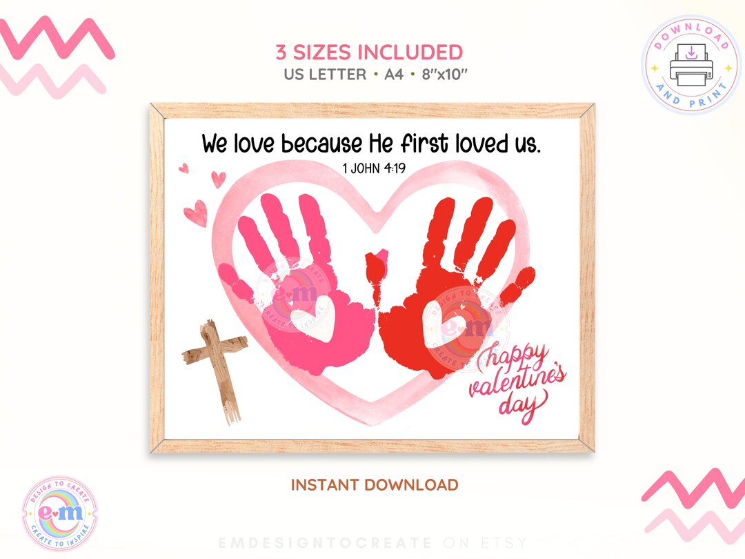 Christian Valentine’s Day Handprint Craft for Kids, Printable Sunday ...